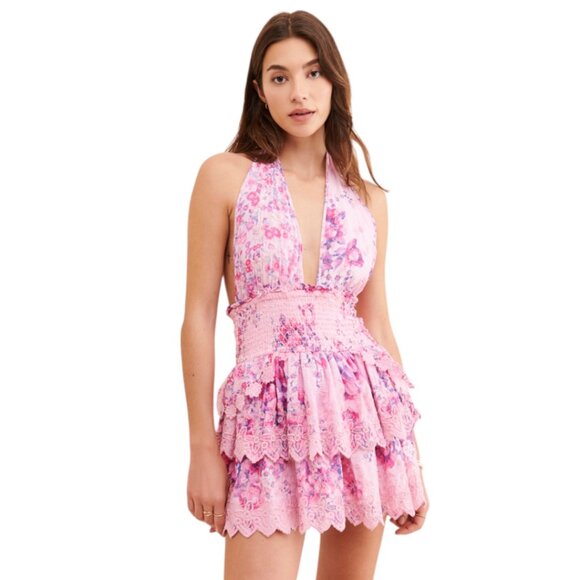 LoveShackFancy | Dresses | Loveshackfancy Deanna Pink Floral Smocked ...